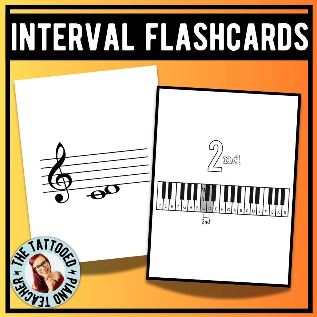 Music Intervals Flash Cards: Piano Theory (digital PDF) - Etsy