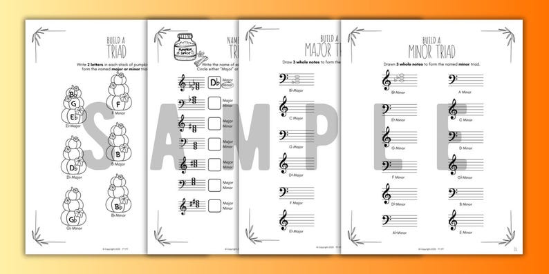 Fall Music Theory Worksheets: Piano Triad Practice for Beginners ...