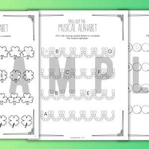 St. Patrick's Day Music Worksheets | Musical Alphabet [beginner Piano ...