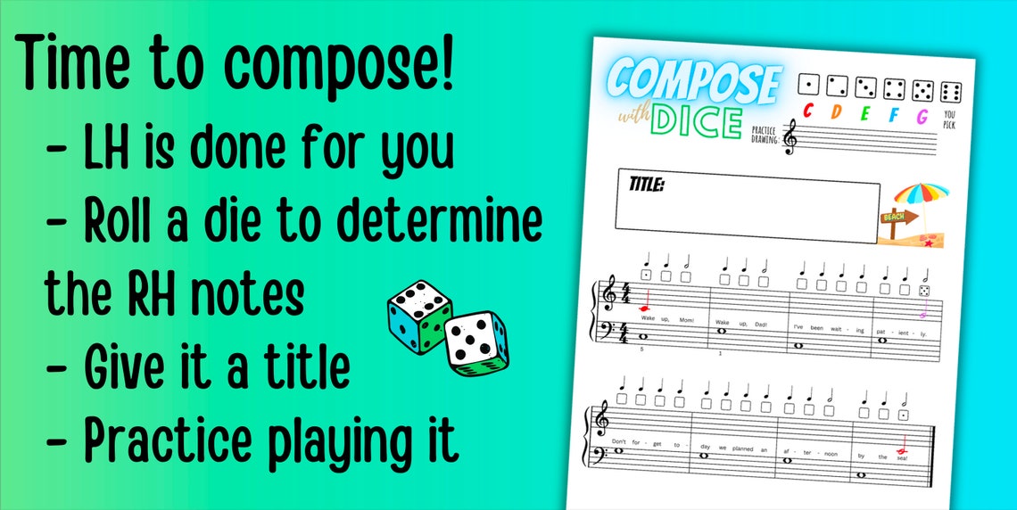 Summer Music Composing Activity for Piano Compose With Dice - Etsy