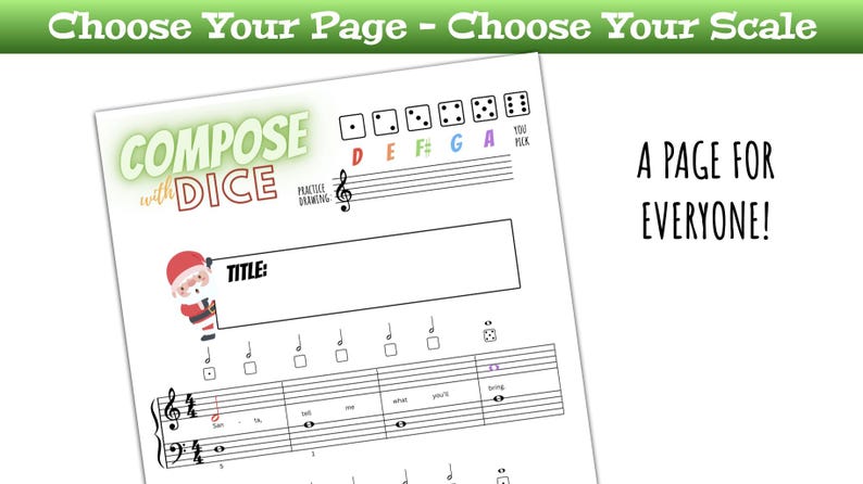 Christmas Music Composing Activity for Piano | Compose With Dice! Game ...