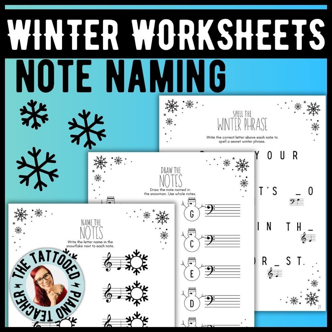 WINTER MUSIC WORKSHEETS | Note Naming [beginner Piano Worksheets] - Etsy