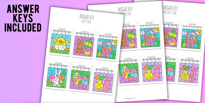 Easter Coloring Pages | Color by Code Music Notes | 3 Levels | Note ...