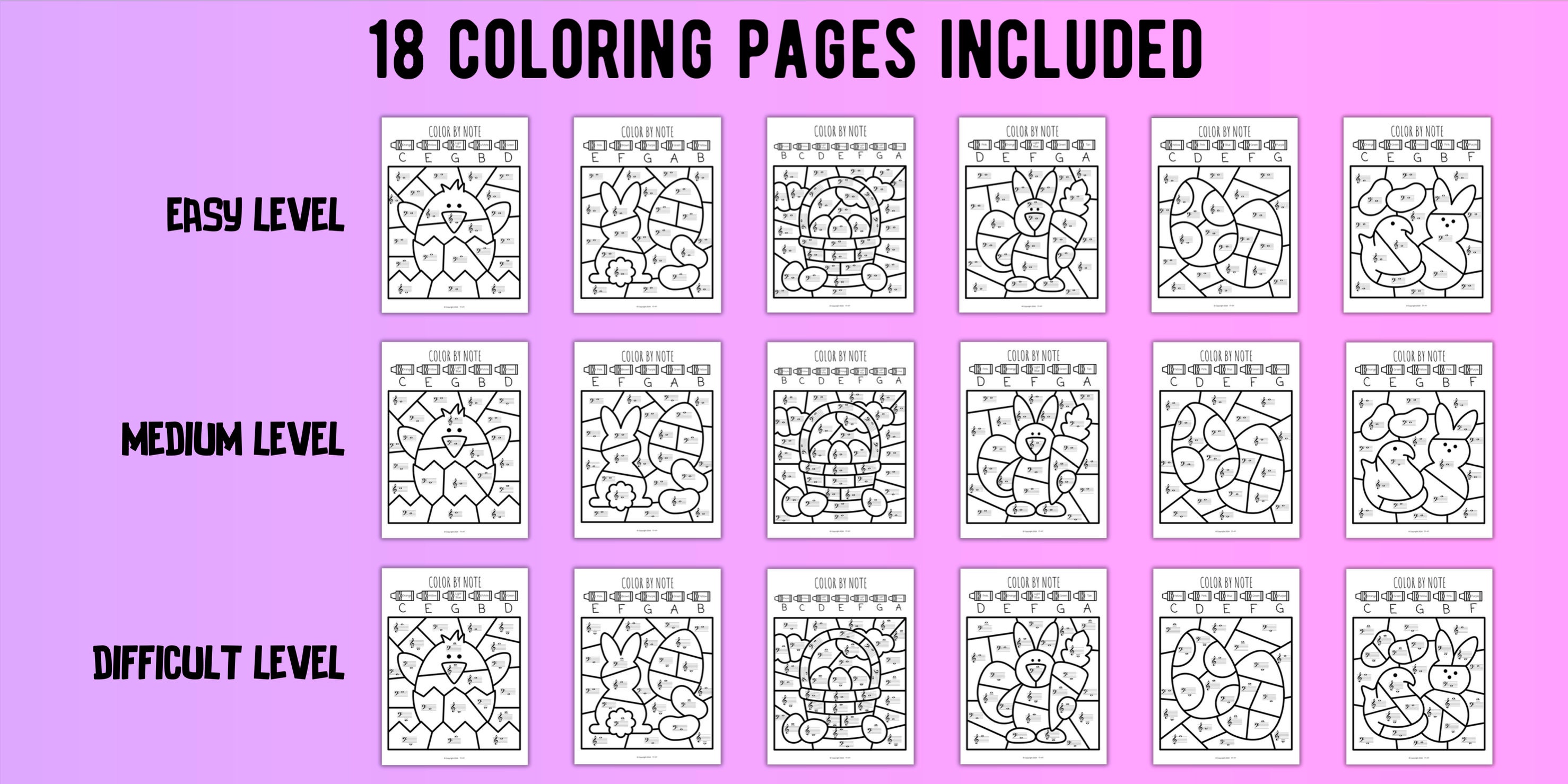 Easter Coloring Pages | Color by Code Music Notes | 3 Levels | Note ...