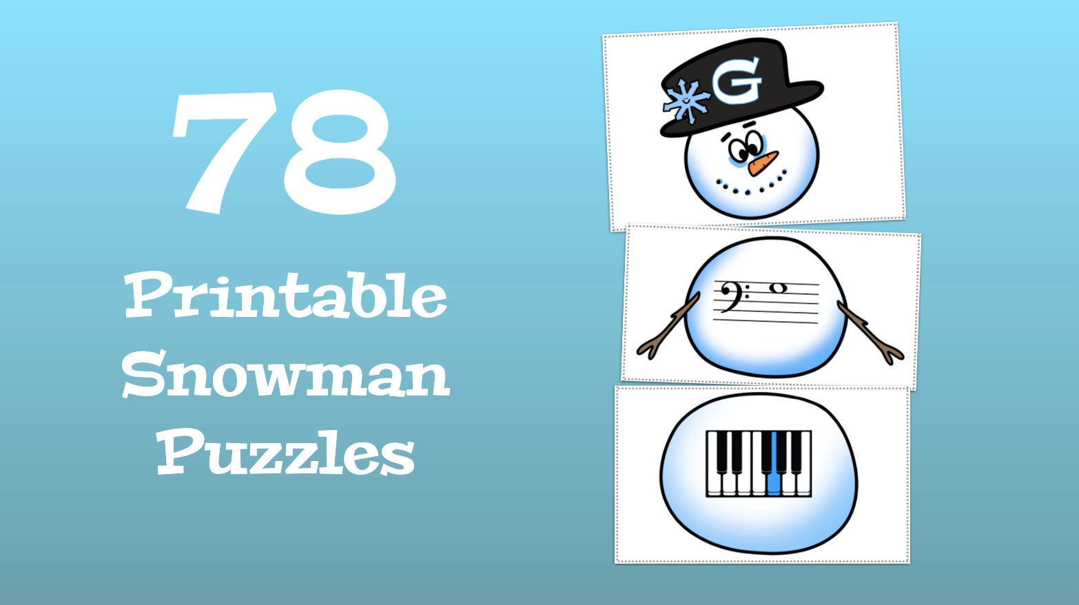 WINTER Music Theory PUZZLES Snowman Matching: Notes, Key Names, Sharps ...