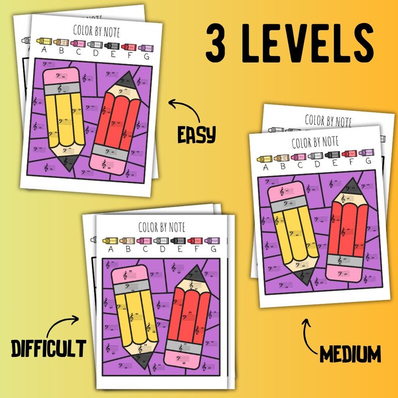 Back to School Music Coloring Pages Color by Code Music Notes Note ...