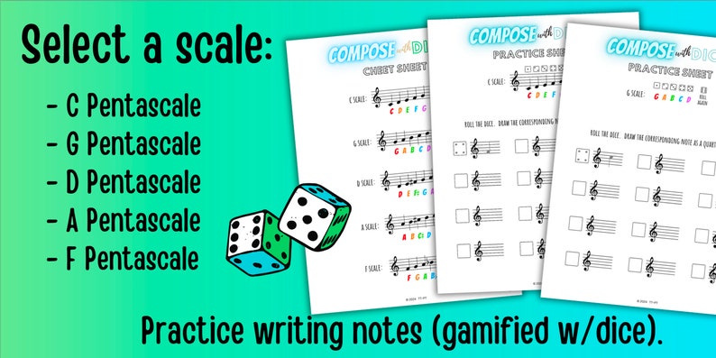 Summer Music Composing Activity for Piano | Compose With Dice - Etsy