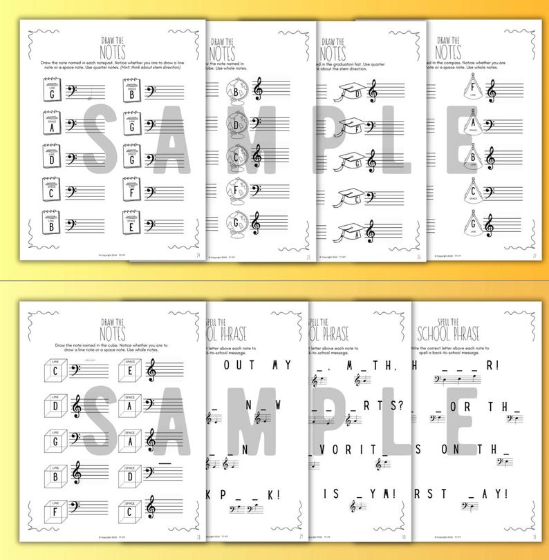 Back to School Music Worksheets Note Naming beginner Piano Worksheets ...