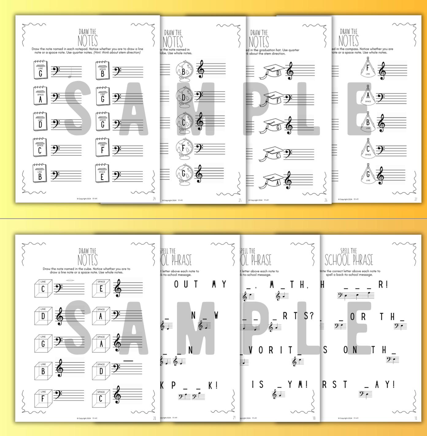 Back to School Music Worksheets Note Naming beginner Piano Worksheets ...