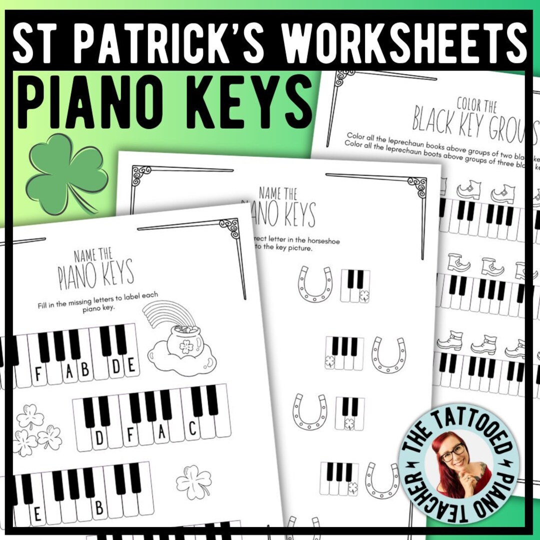 St. Patrick's Day Music Worksheets | Piano KEYS [black Keys, White Keys ...