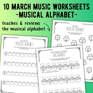 St. Patrick's Day Music Worksheets | Musical Alphabet [beginner Piano ...