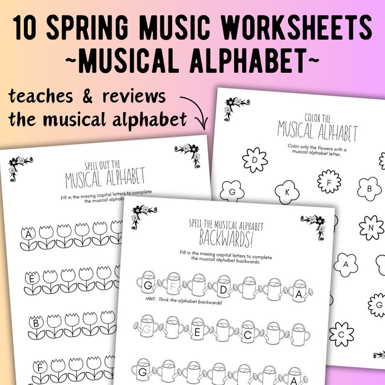 Spring Music Worksheets | Musical Alphabet [beginner Piano] Easter ...