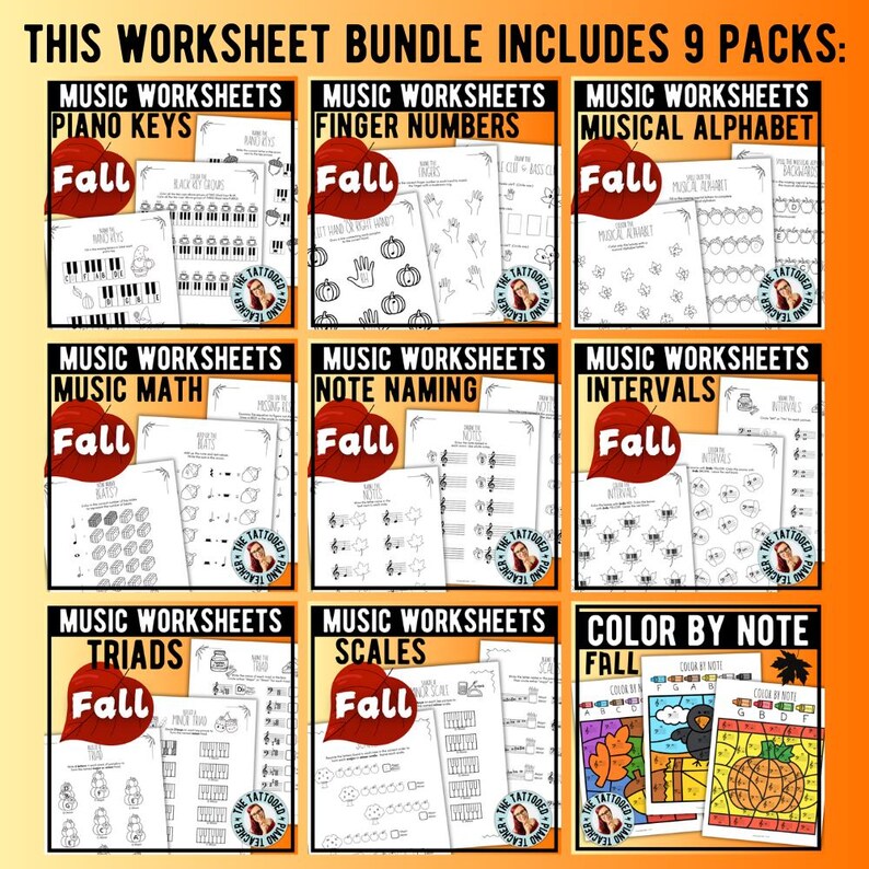 Fall Music Theory Worksheets Bundle: Beginner Piano Activities (PDF ...