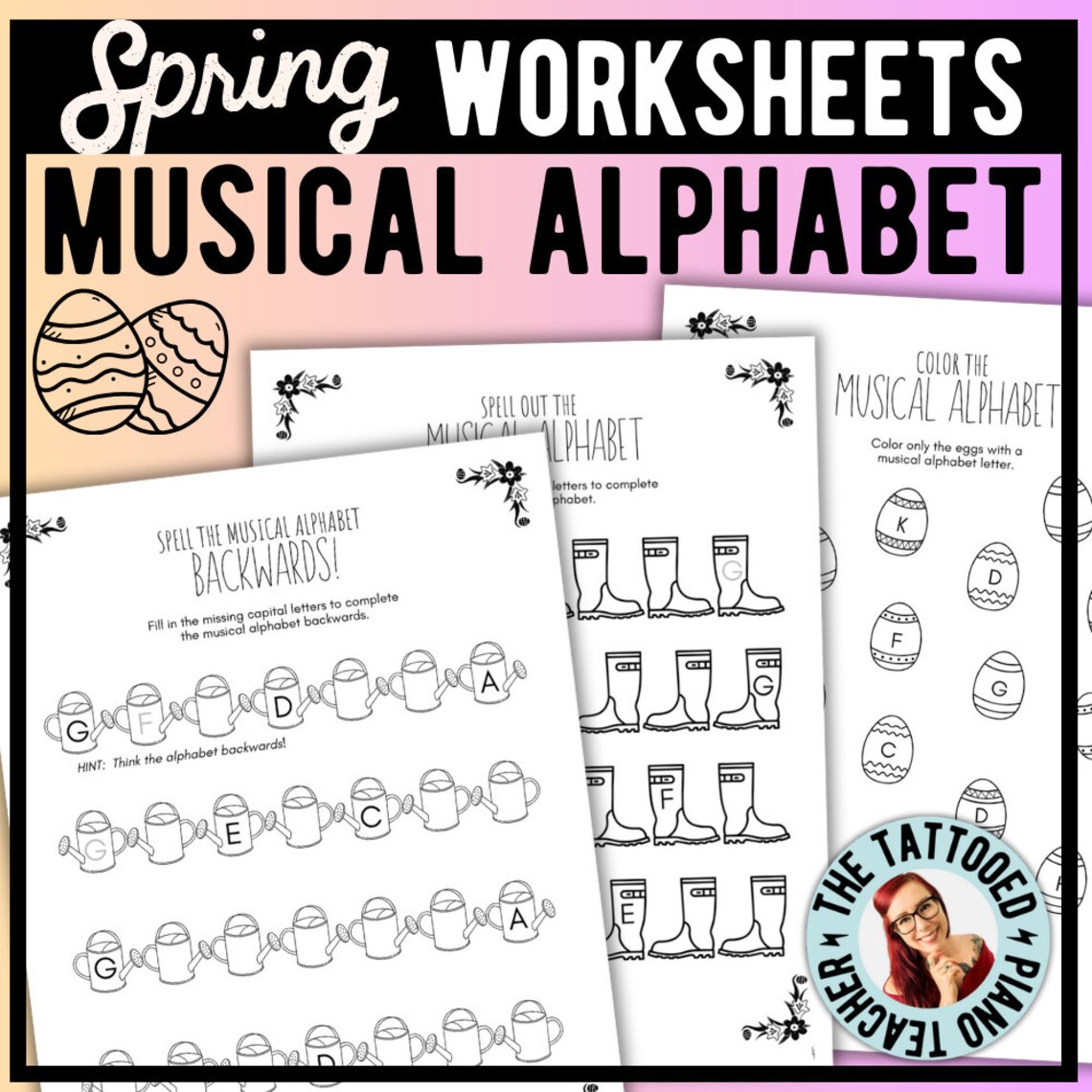 Spring Music Worksheets | Musical Alphabet [beginner Piano] Easter ...