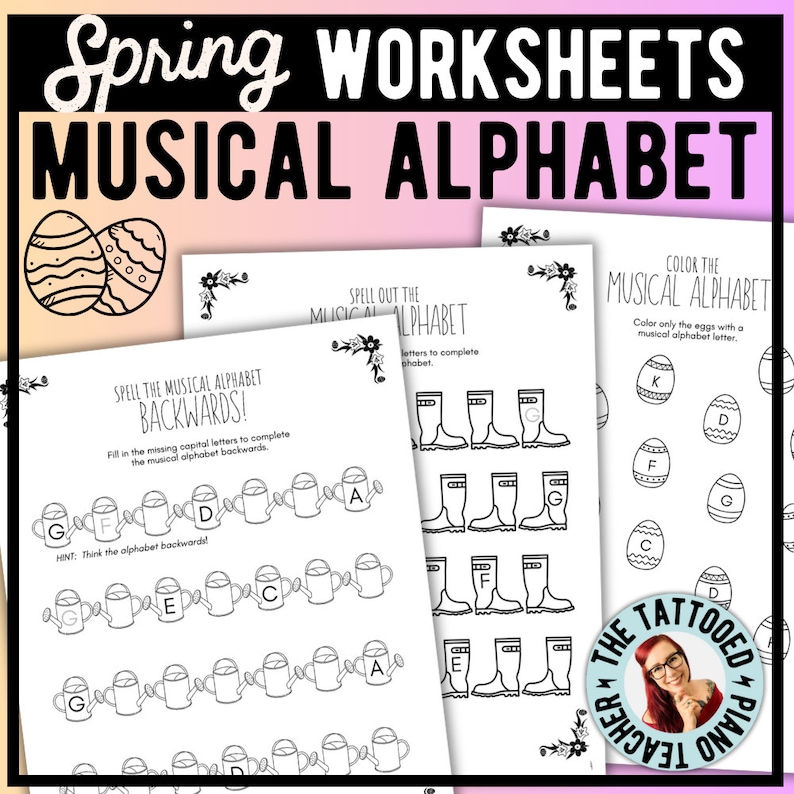 Spring Music Worksheets | Musical Alphabet [beginner Piano] Easter ...
