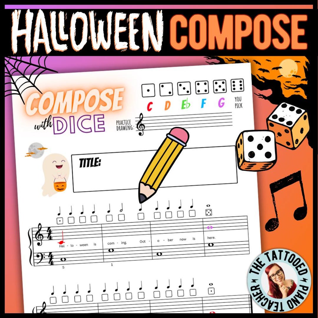 Halloween Music Composing Activity for Piano | Compose With Dice Fall ...