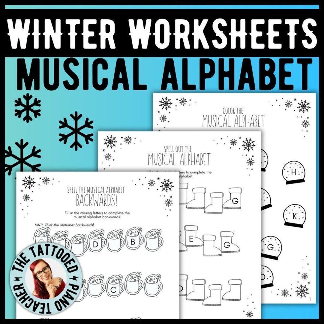 WINTER MUSIC WORKSHEETS | Musical Alphabet [beginner Piano Worksheets ...