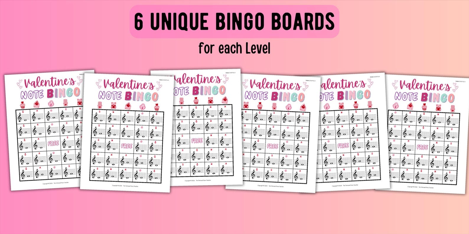 Valentine's Day Music Note Bingo | Music Theory Game for Piano Students ...