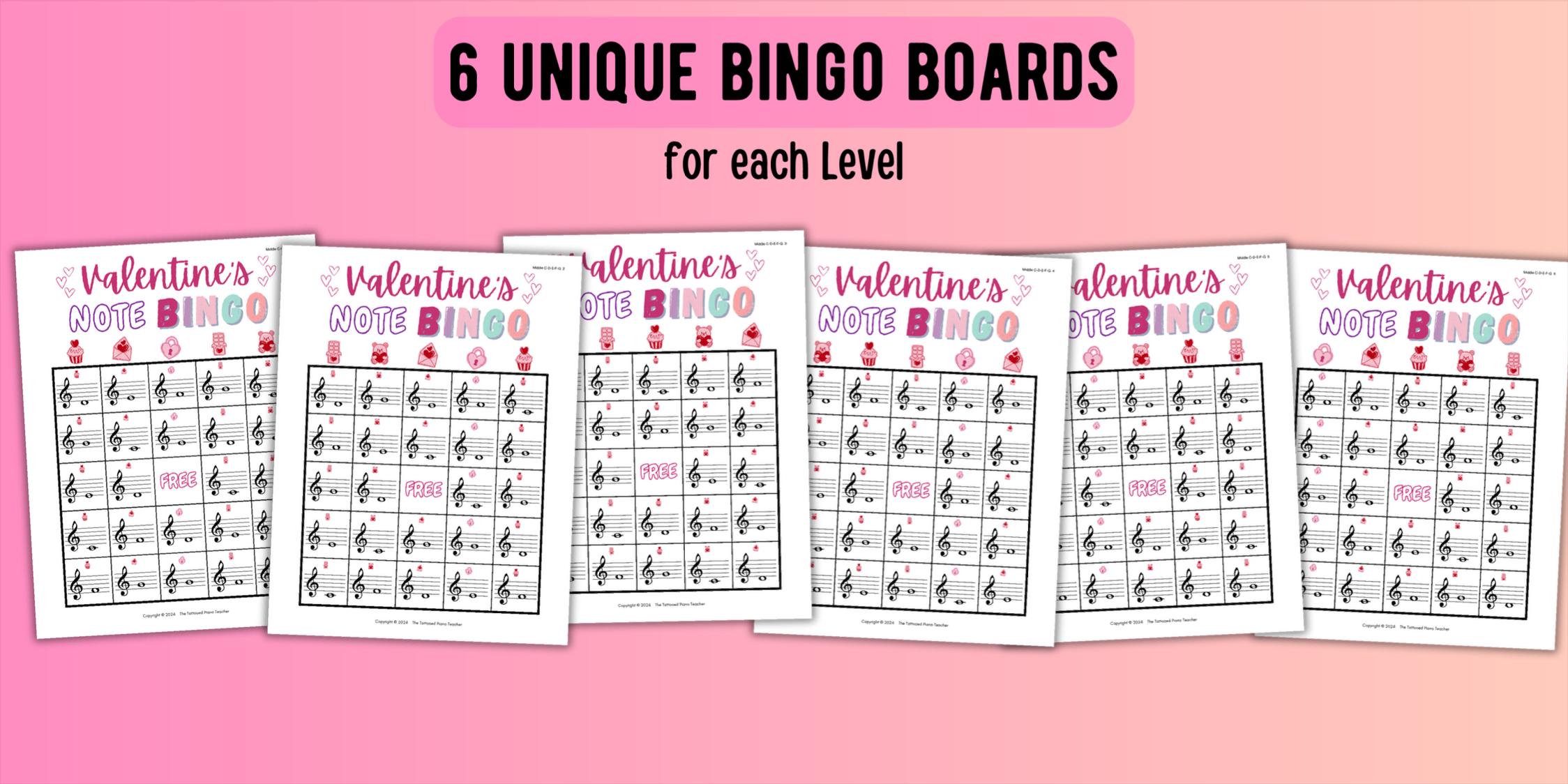 Valentine's Day Music Note Bingo | Music Theory Game for Piano Students ...