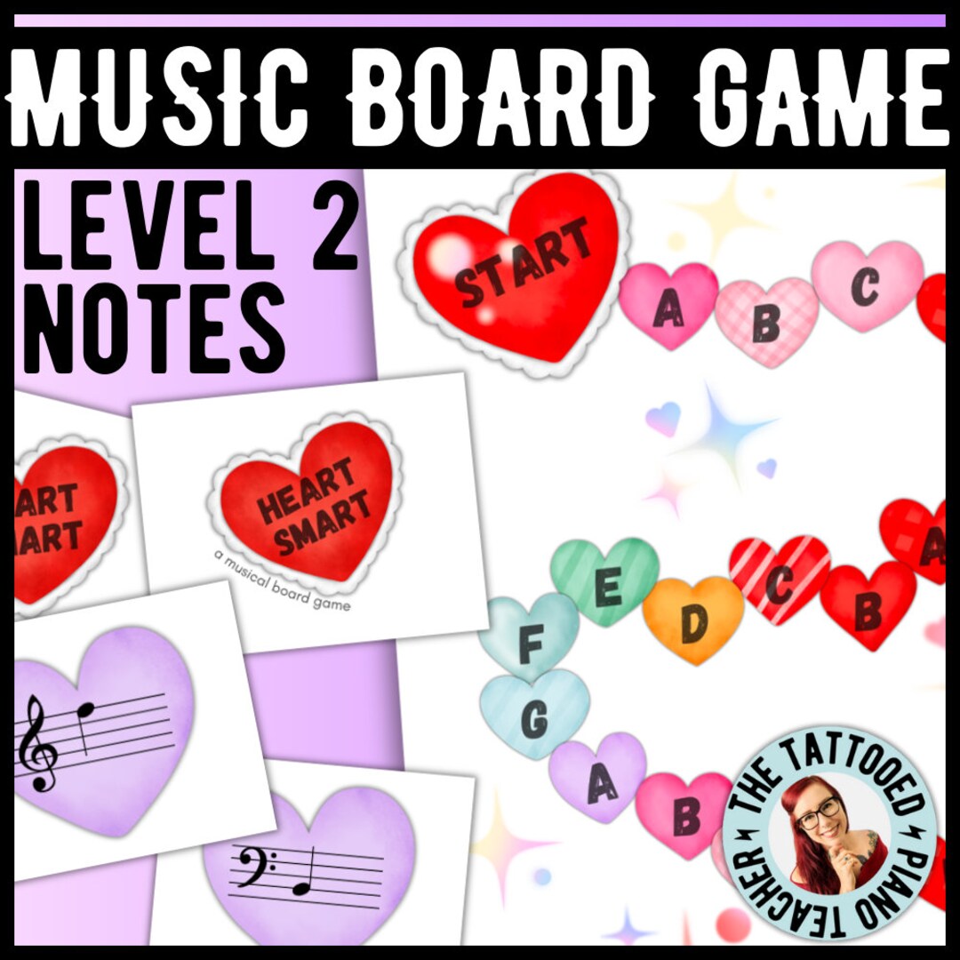 Valentine's Day Music Game | Note Naming Board Game for February, Level ...