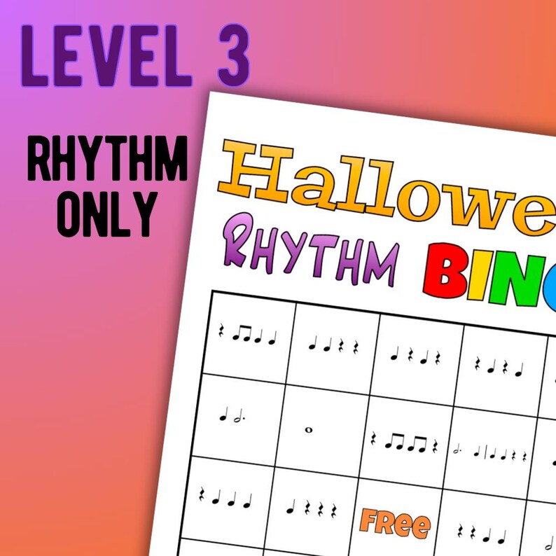 Halloween Rhythm Bingo: Music Note Values Game (printable PDF) - Etsy
