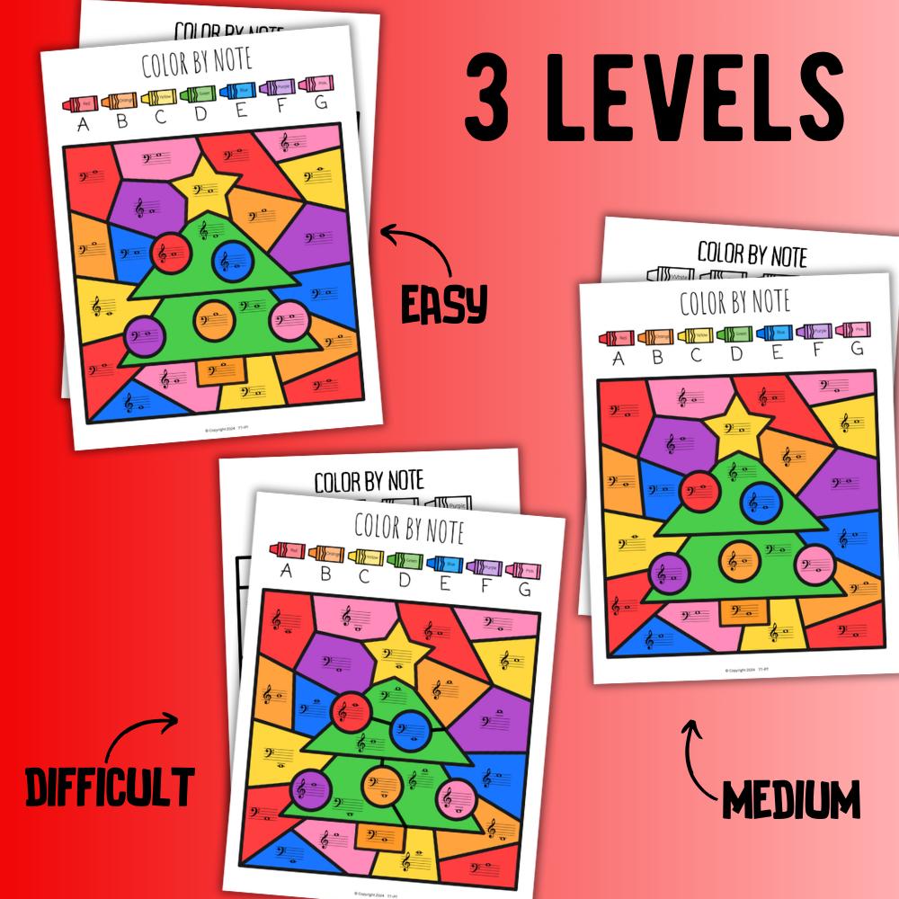 Christmas Music Note Coloring Pages | Piano Theory (printable) - Etsy