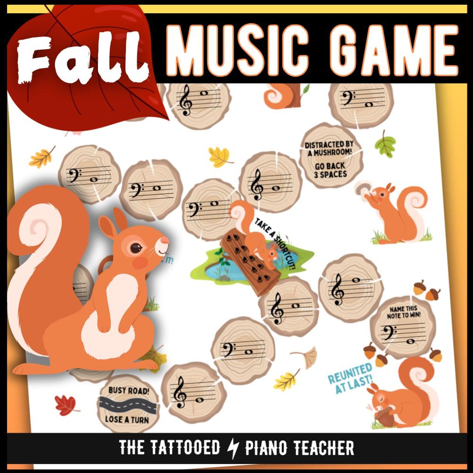 Fall Note Naming Board Game for Music Students | Notes on the Staff ...