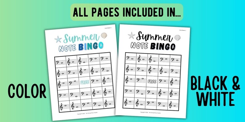 Summer Music Note Bingo | Music Theory Game for Piano Students | Notes ...