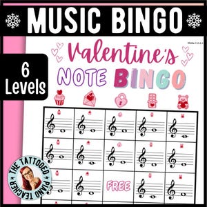 Valentine's Day Music Note Bingo | Music Theory Game for Piano Students ...