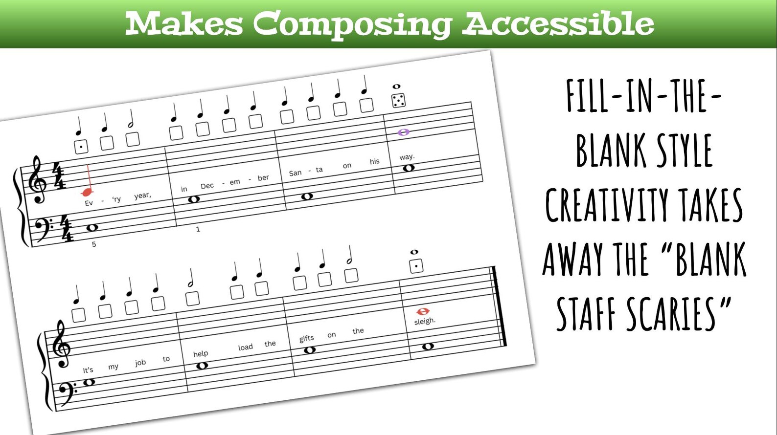 Christmas Music Composing Activity for Piano | Compose With Dice! Game ...