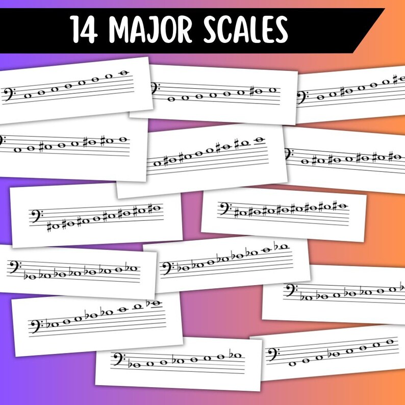 Major Scales Flash Cards | Octave Piano Scales | Music Theory ...