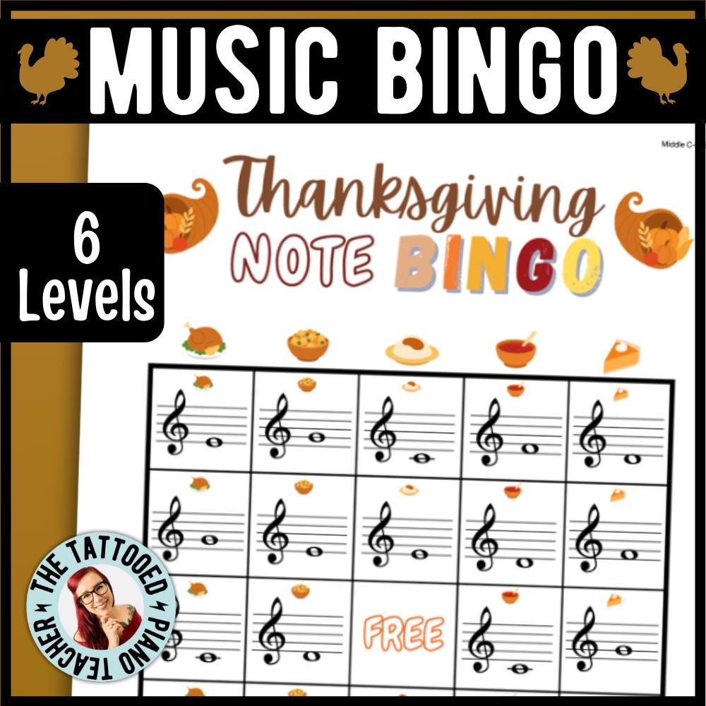 Thanksgiving Music Note Bingo: Music Theory Game for Piano Students ...