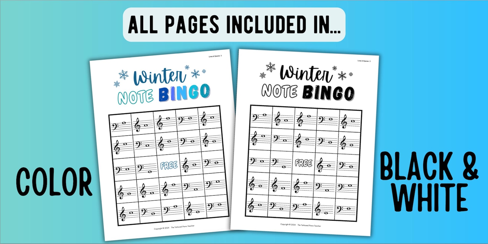 Winter Music Note Bingo | Music Theory Game for Piano Students | Naming ...