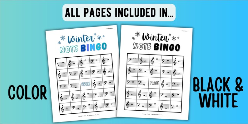 Winter Music Note Bingo | Music Theory Game for Piano Students | Naming ...