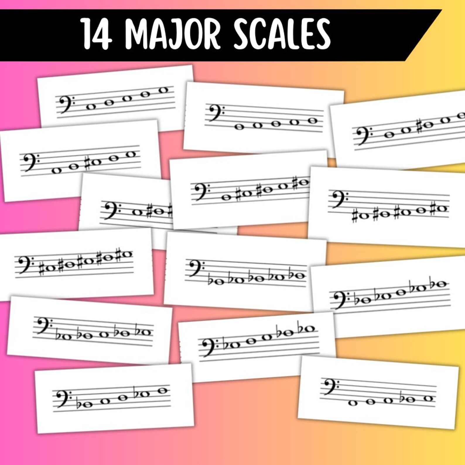 Major Pentascales Flash Cards | 5-finger Scales | Music Theory ...