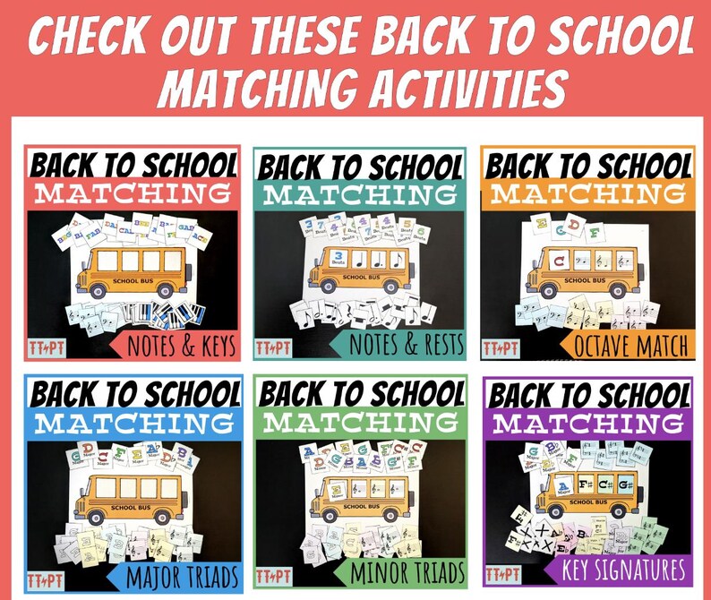 Music Theory Puzzles: Back to School Bus Matching Game (printable) - Etsy