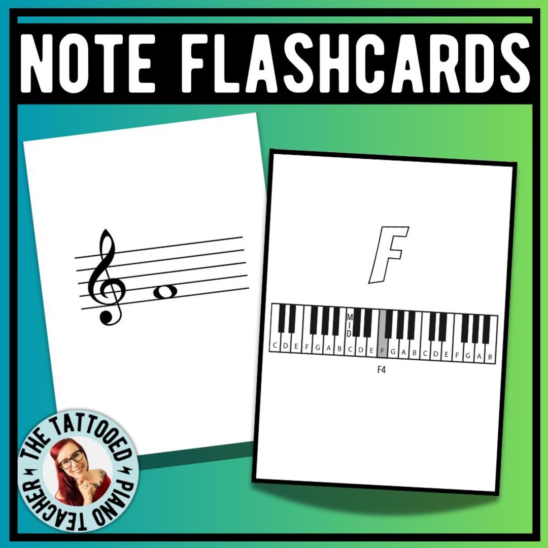 Music Note Flash Cards | Notes on the Staff | Piano Music Theory ...