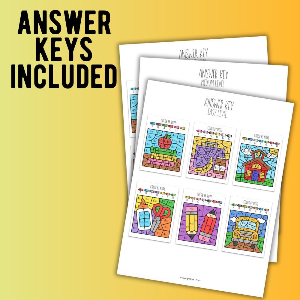 Back to School Music Coloring Pages | Color by Code Music Notes | Note ...