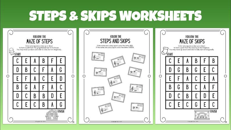 CHRISTMAS MUSIC WORKSHEETS | Coloring, Notes, Fill-in-the-blank Stories ...