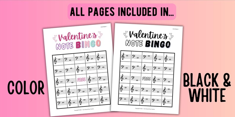 Valentine's Day Music Note Bingo | Music Theory Game for Piano Students ...