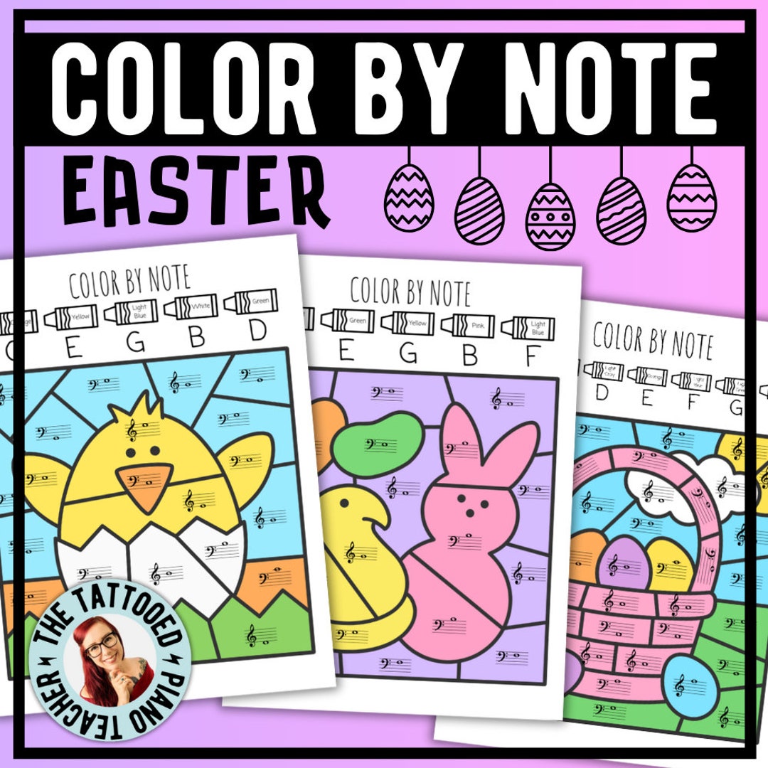 Easter Coloring Pages | Color by Code Music Notes | 3 Levels | Note ...