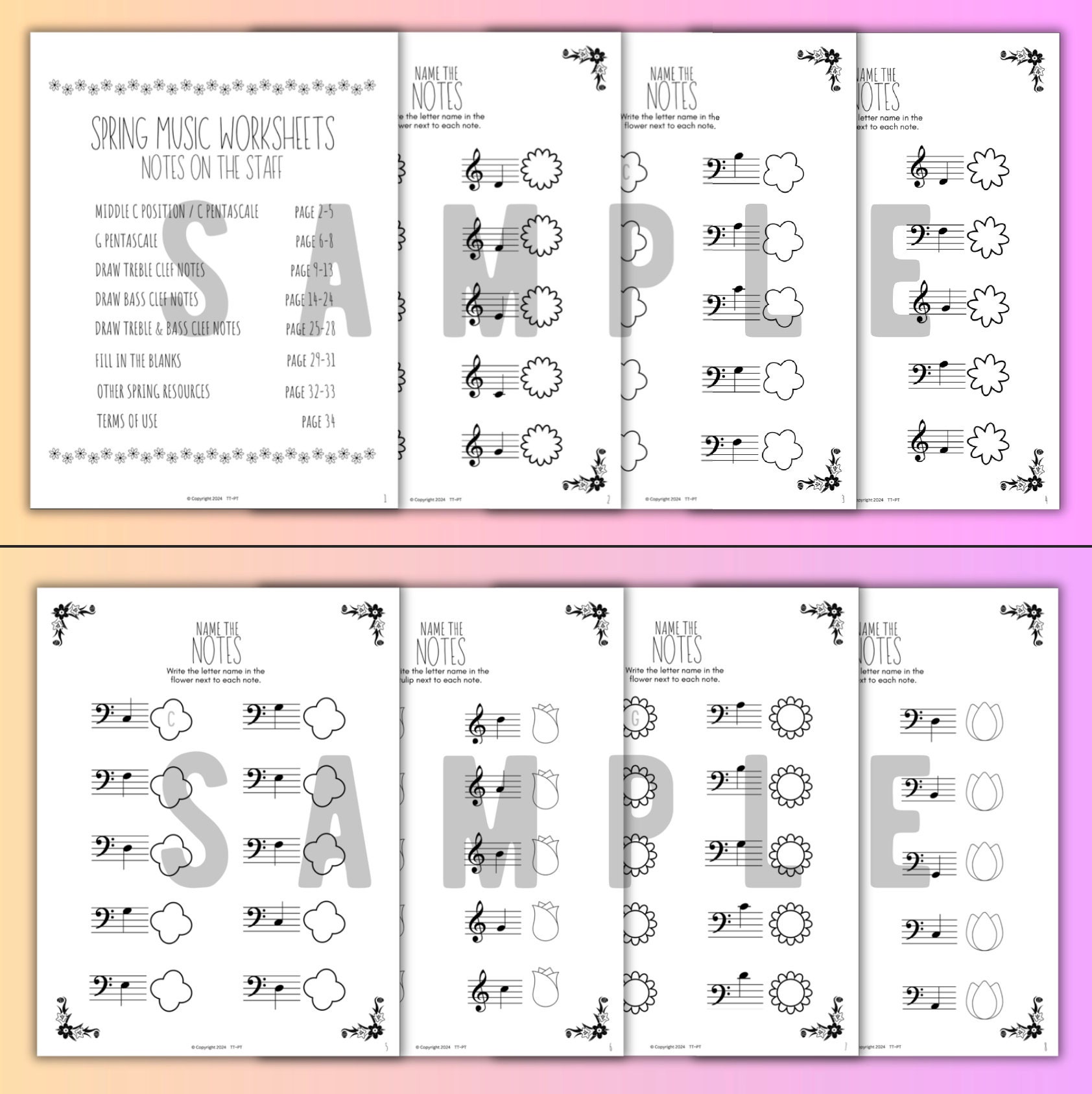 Spring Music Worksheets | Note Naming [beginner Piano Worksheets ...