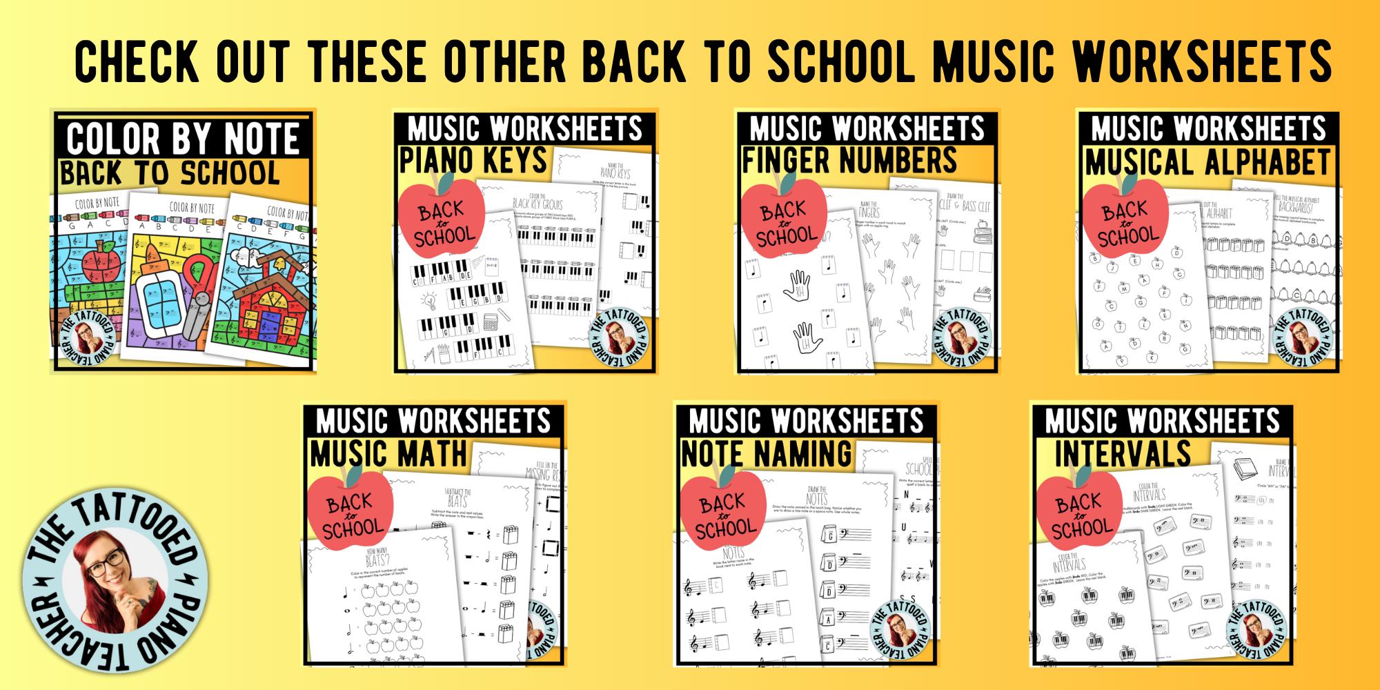 Back to School Music Worksheets Music Math, Note Values beginner Piano ...