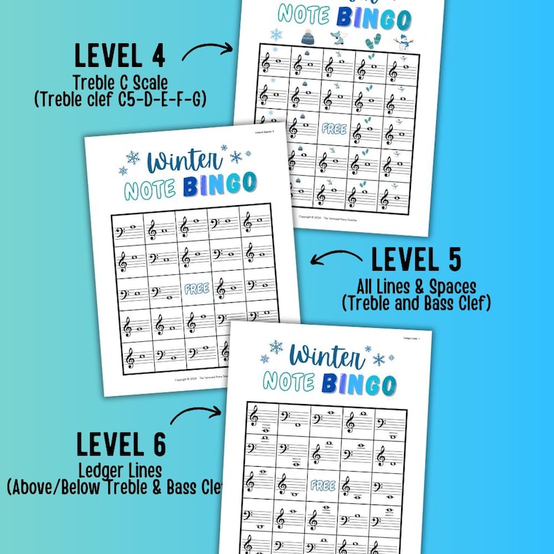 Winter Music Note Bingo | Music Theory Game for Piano Students | Naming ...