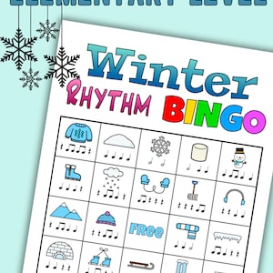 Winter Rhythm Bingo | Music Bingo Game for Beginners (note Values) - Etsy