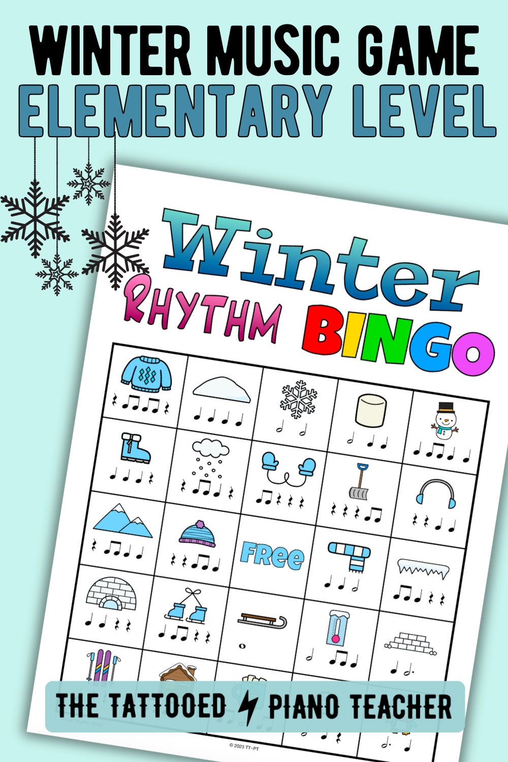 Winter Rhythm Bingo | Music Bingo Game for Beginners (note Values) - Etsy
