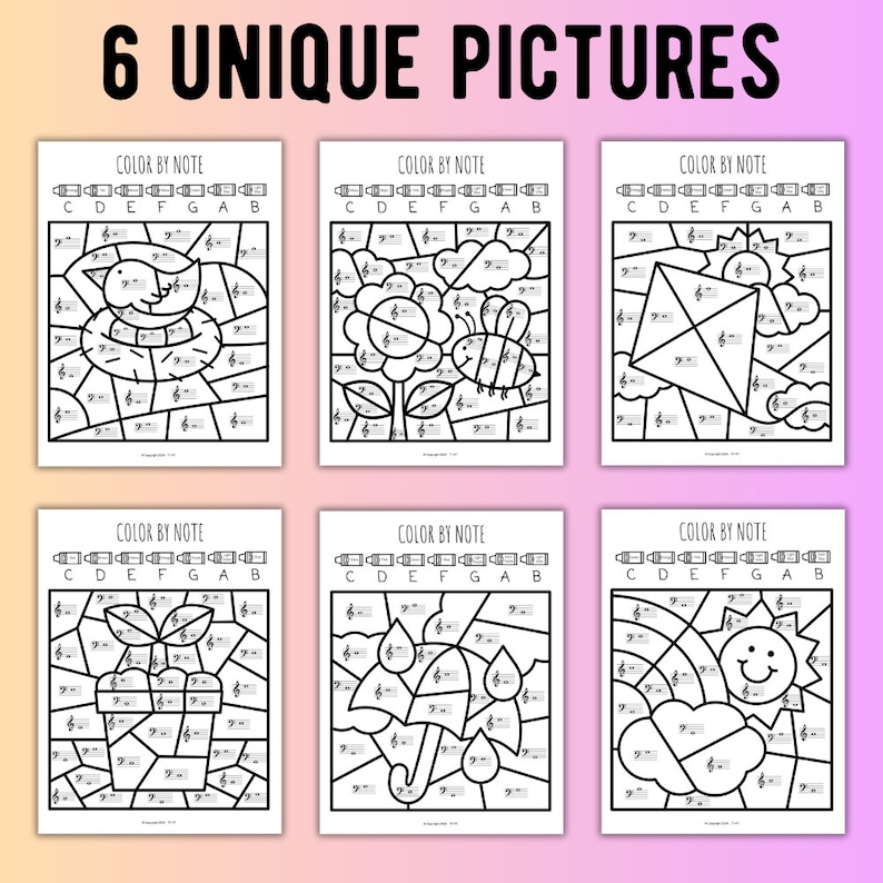 Spring Coloring Pages | Color by Code Music Notes | 3 Levels | Note ...