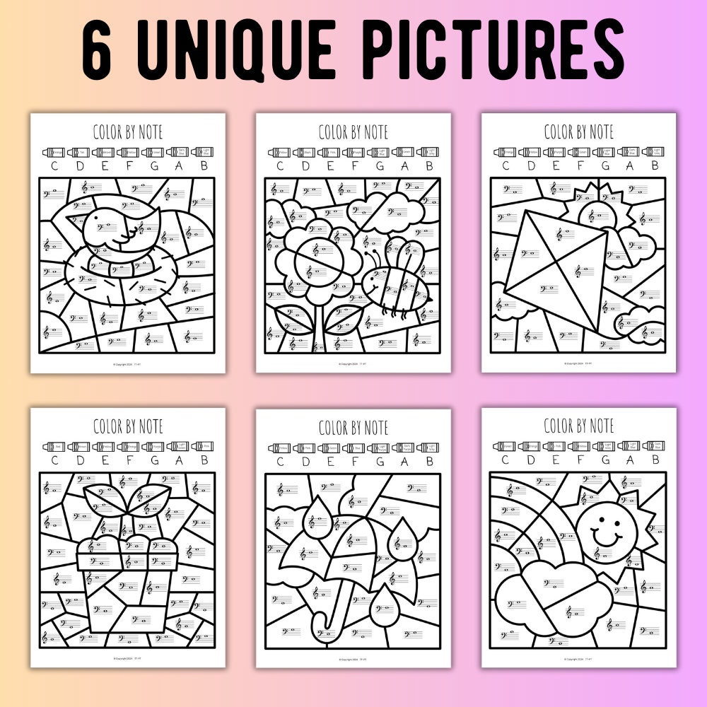 Spring Coloring Pages | Color by Code Music Notes | 3 Levels | Note ...