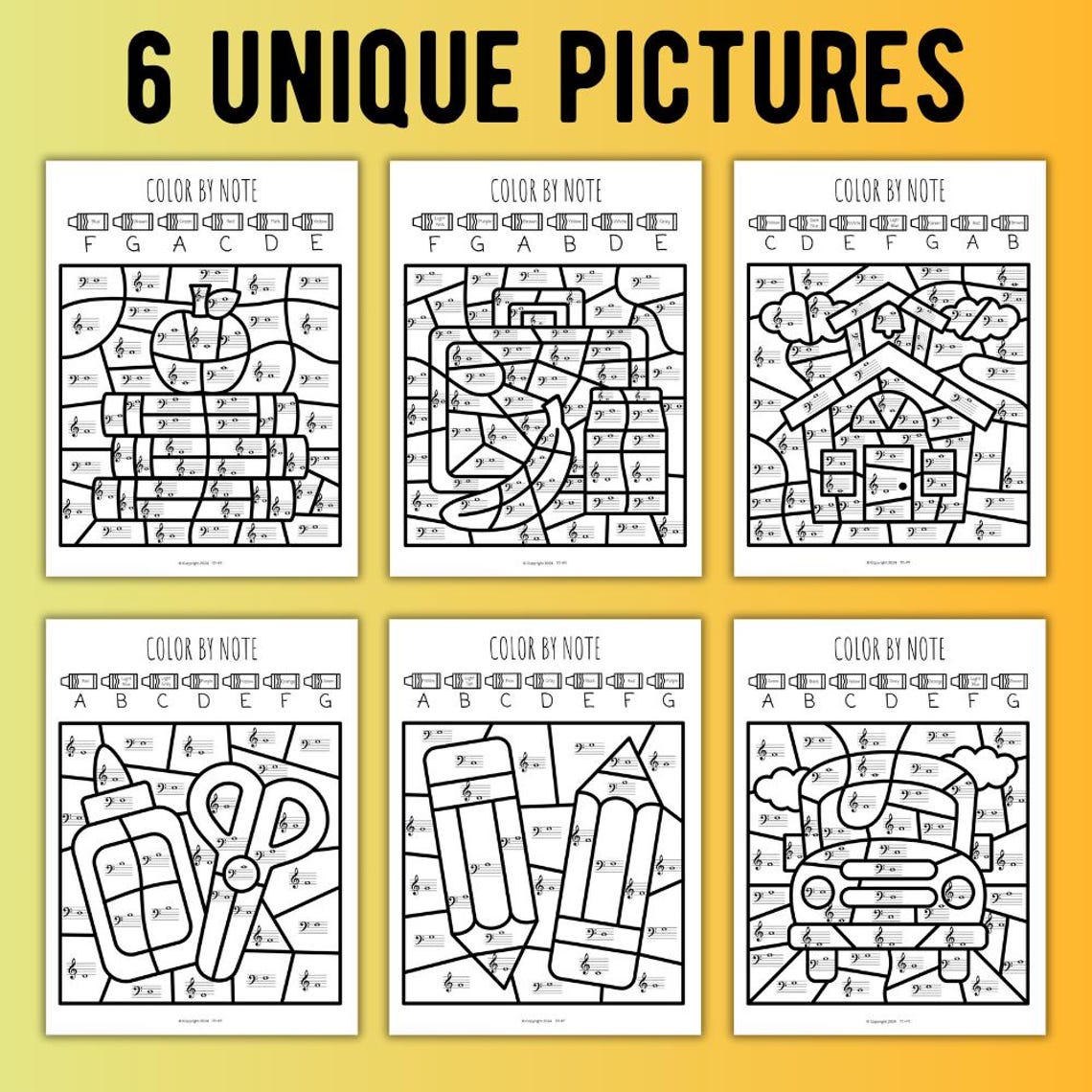 Back to School Music Coloring Pages | Color by Code Music Notes | Note ...