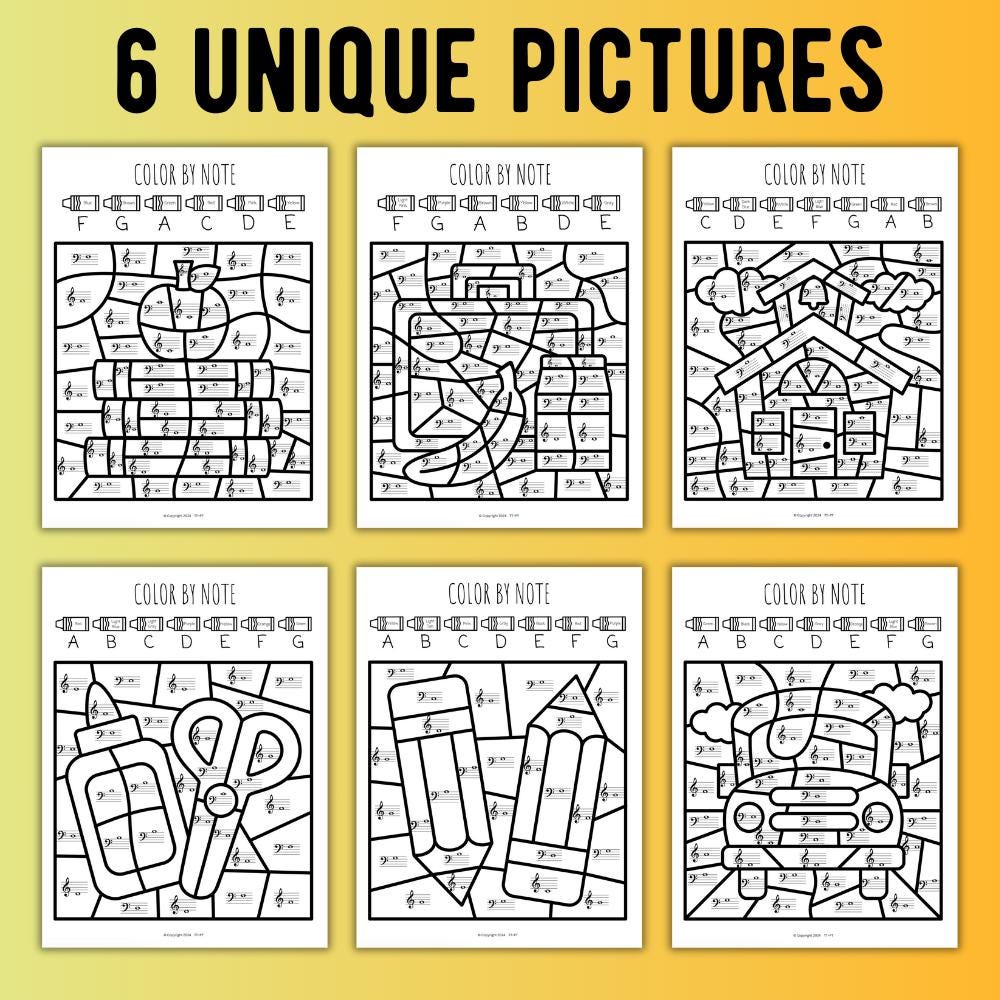 Back to School Music Coloring Pages | Color by Code Music Notes | Note ...
